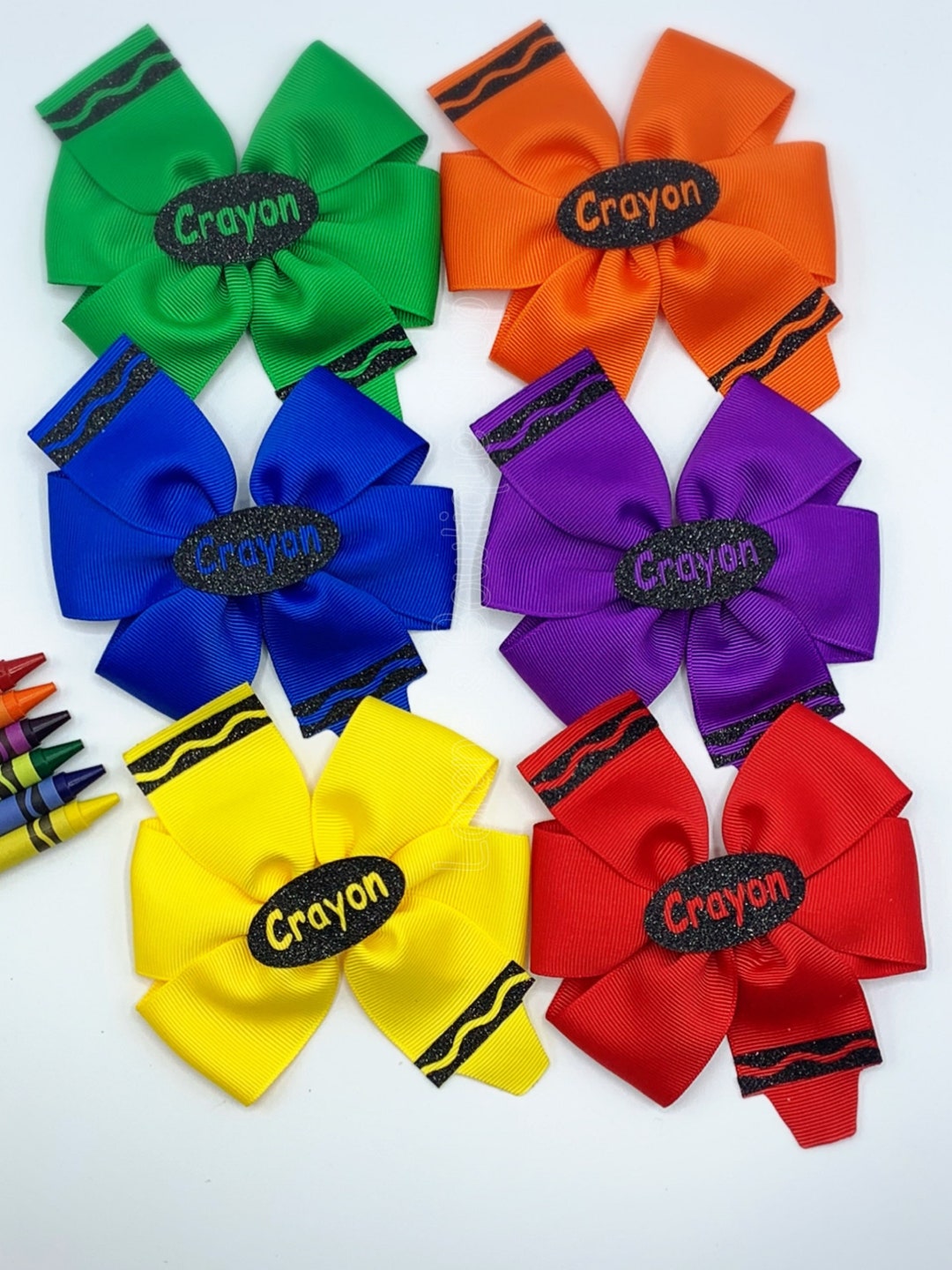 Crayon Back to School Bows, Pinwheel Hairbows - Etsy