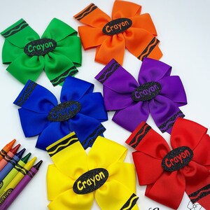 Crayon Back to School Bows, Pinwheel Hairbows - Etsy