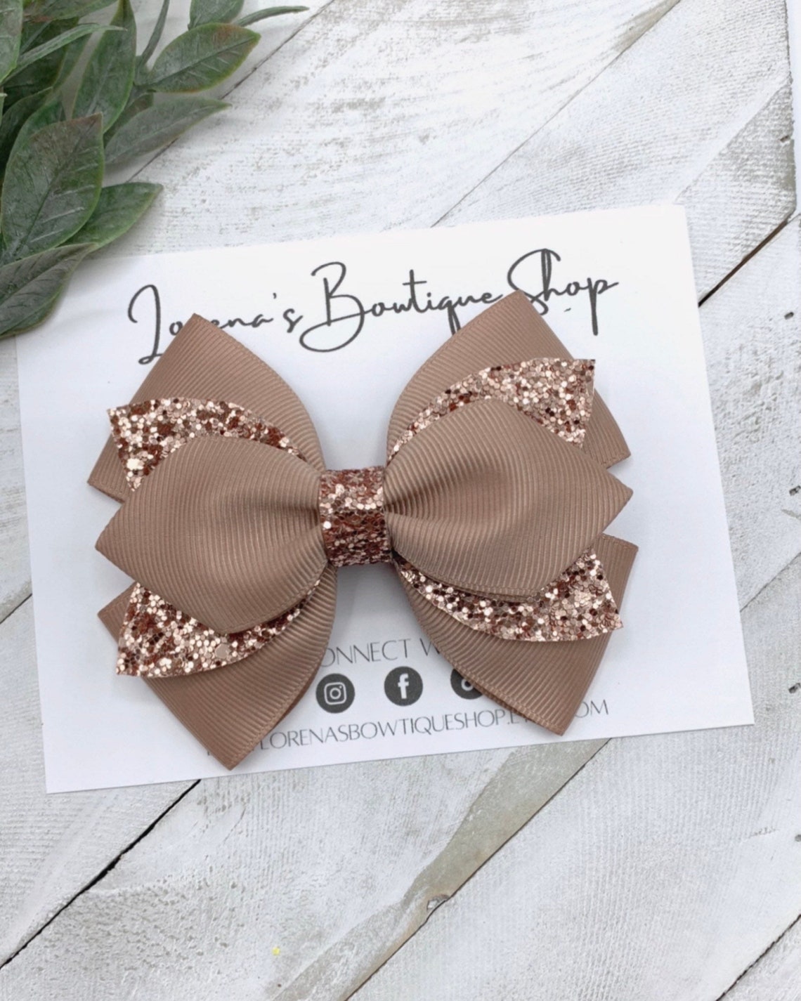 Taupe Glitter Hair Bow Layered Hairbow Hair Accessories - Etsy