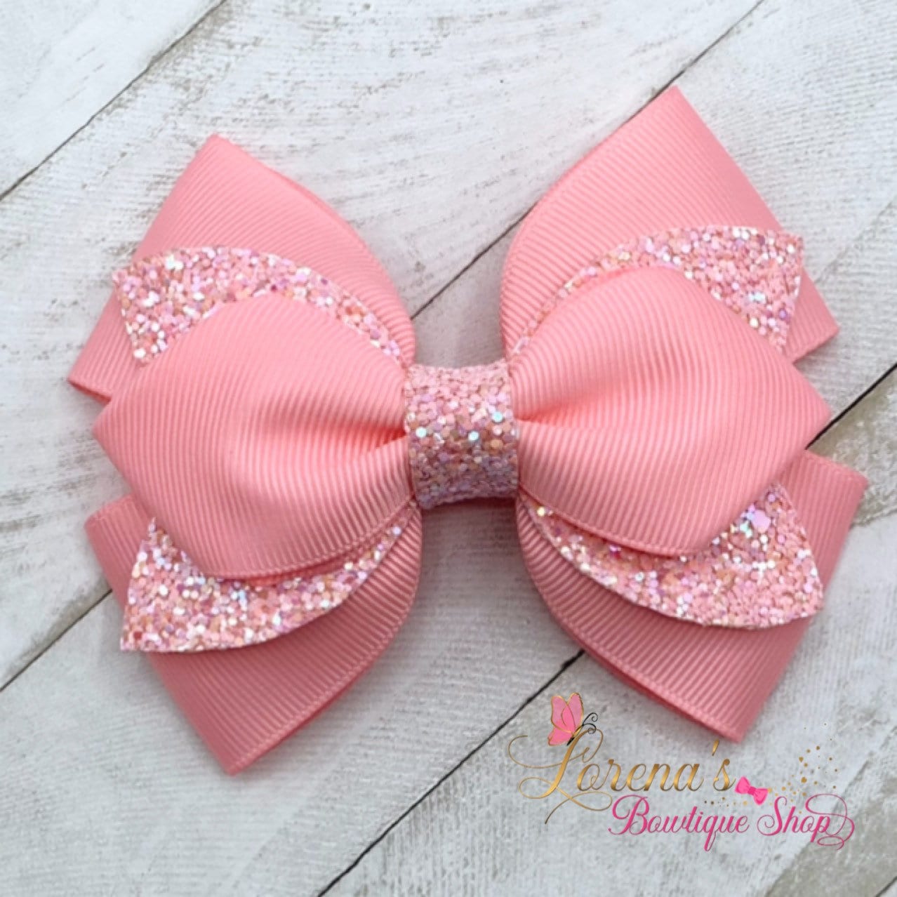 Pink Glitter Hair Bow Layered Hairbow Hair Accessories - Etsy