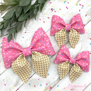Ice Cream Hair Bow: Pink Sprinkle Faux Leather Sailor Bow - Etsy