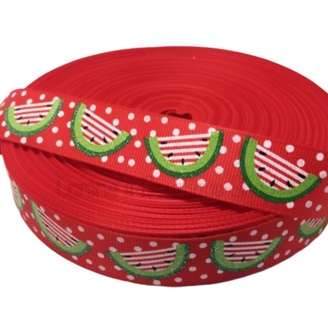 7/8 Watermelon With Glitter Ribbon Grosgrain Ribbon Craft Supplies - Etsy