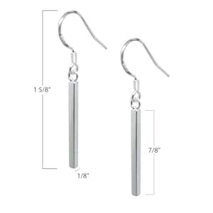 Dainty Sterling Silver Bar Drop Earrings, Simple Minimal - Etsy
