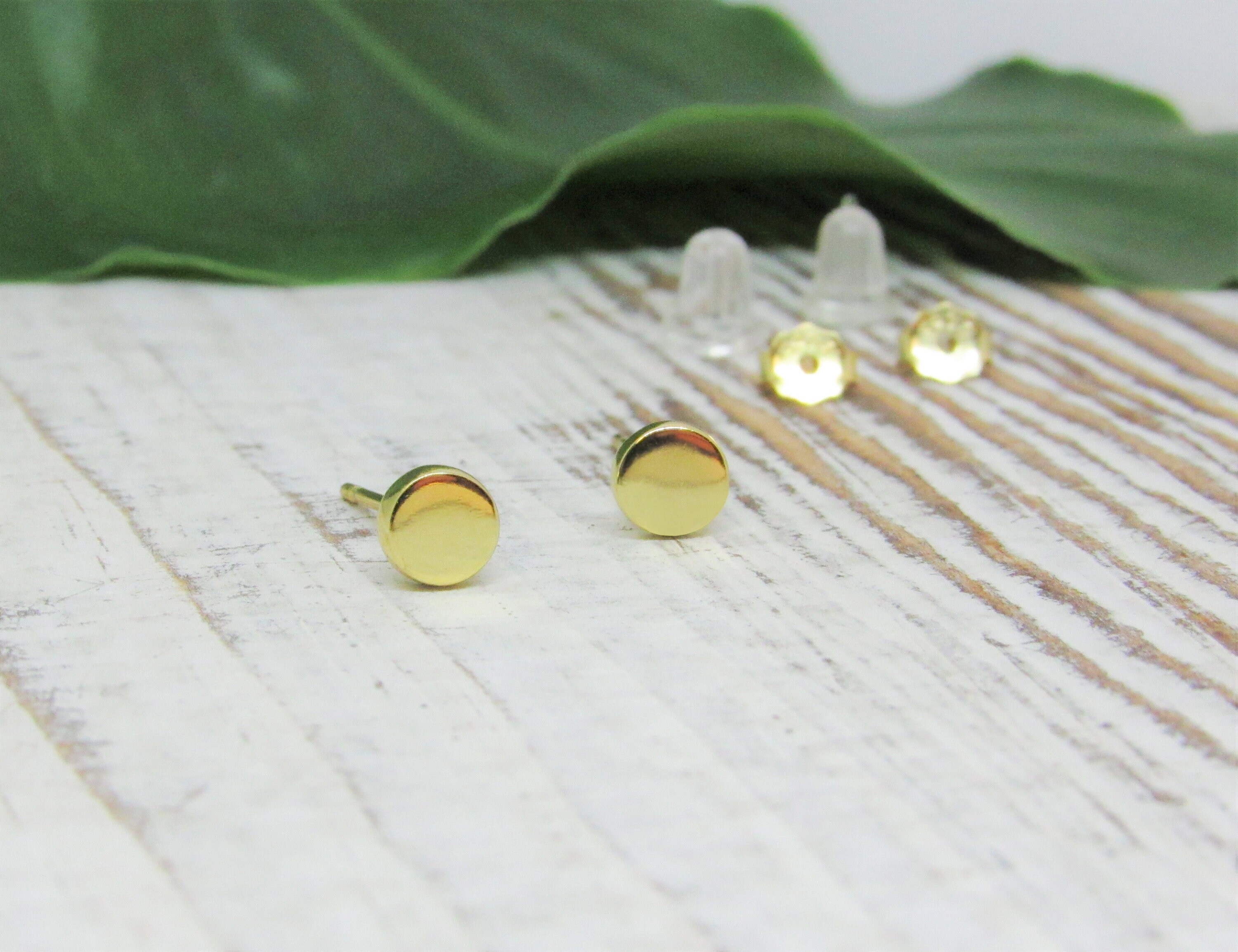 14K Gold Plated sterling Silver Stud Earrings Tiny Silver | Etsy