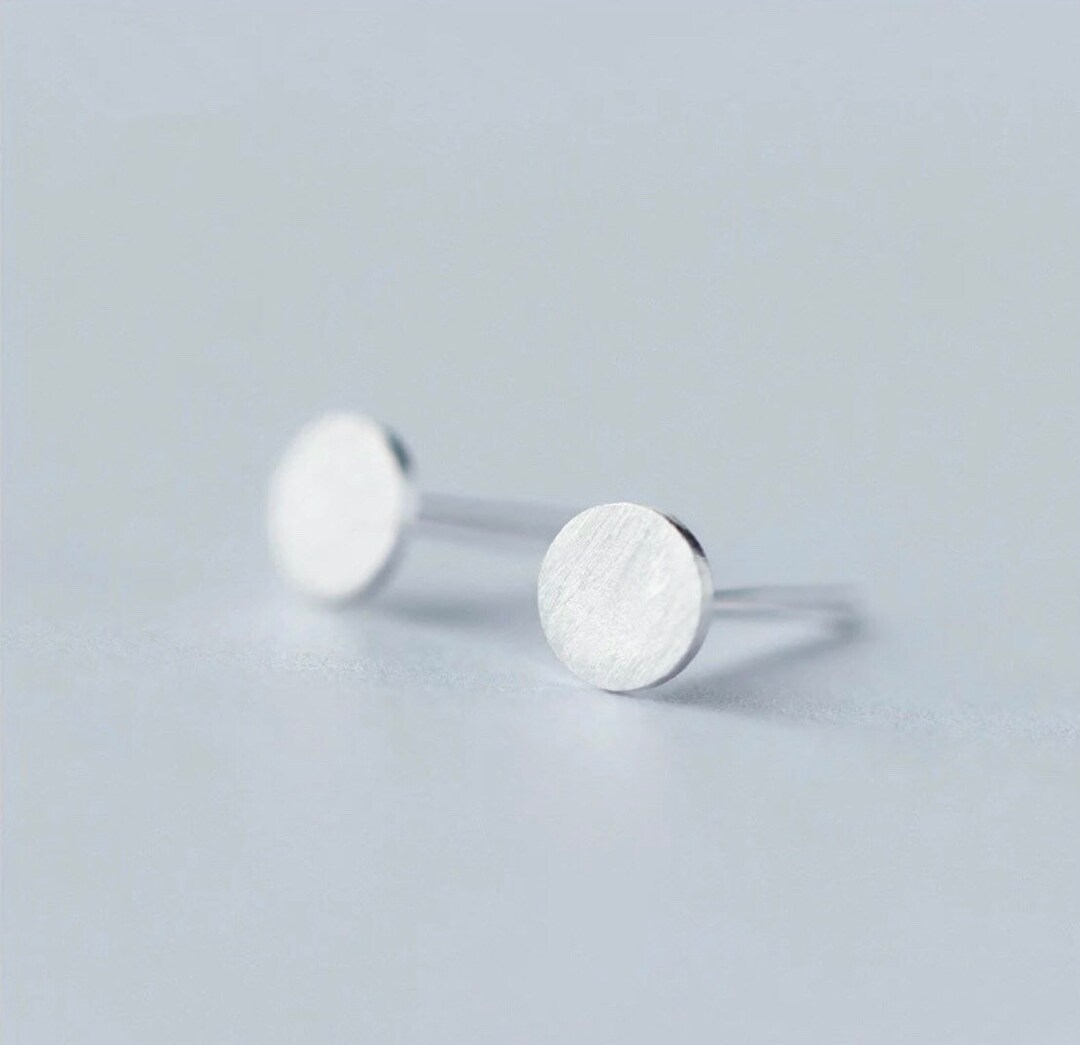 Sterling Silver Round Studs, Tiny Stud Earrings, Silver Dainty Studs ...