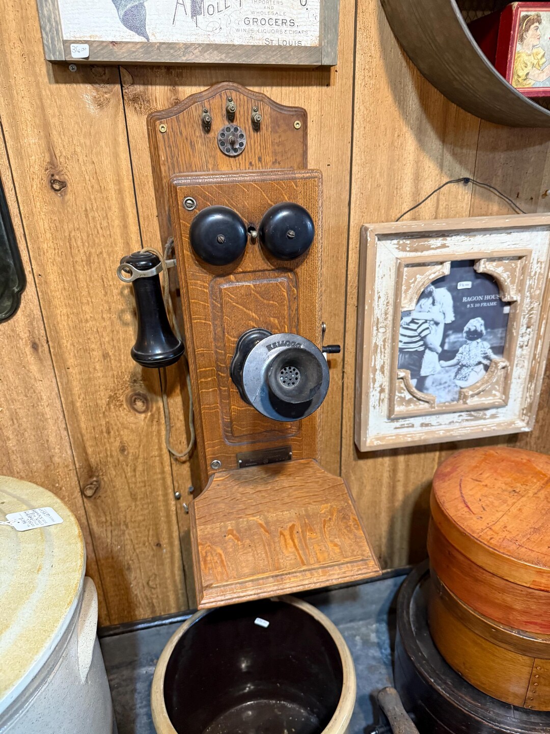 Antique Wooden Oak Wall Phone - Etsy