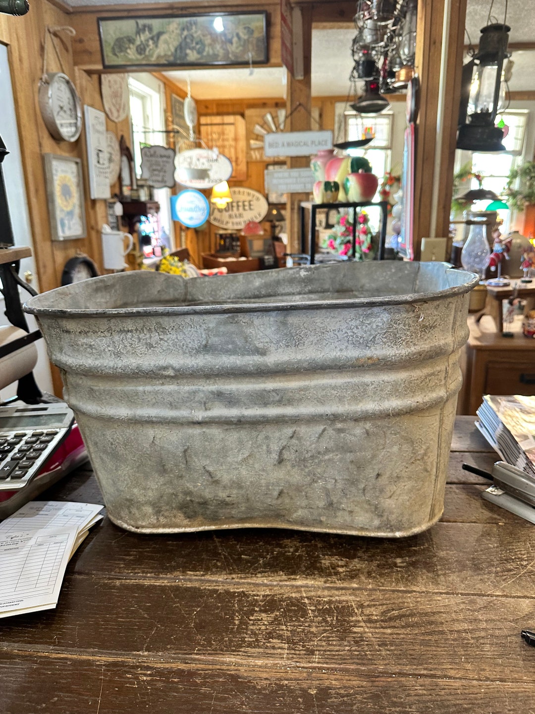 Vintage Older Galvanized Wash Tub. - Etsy