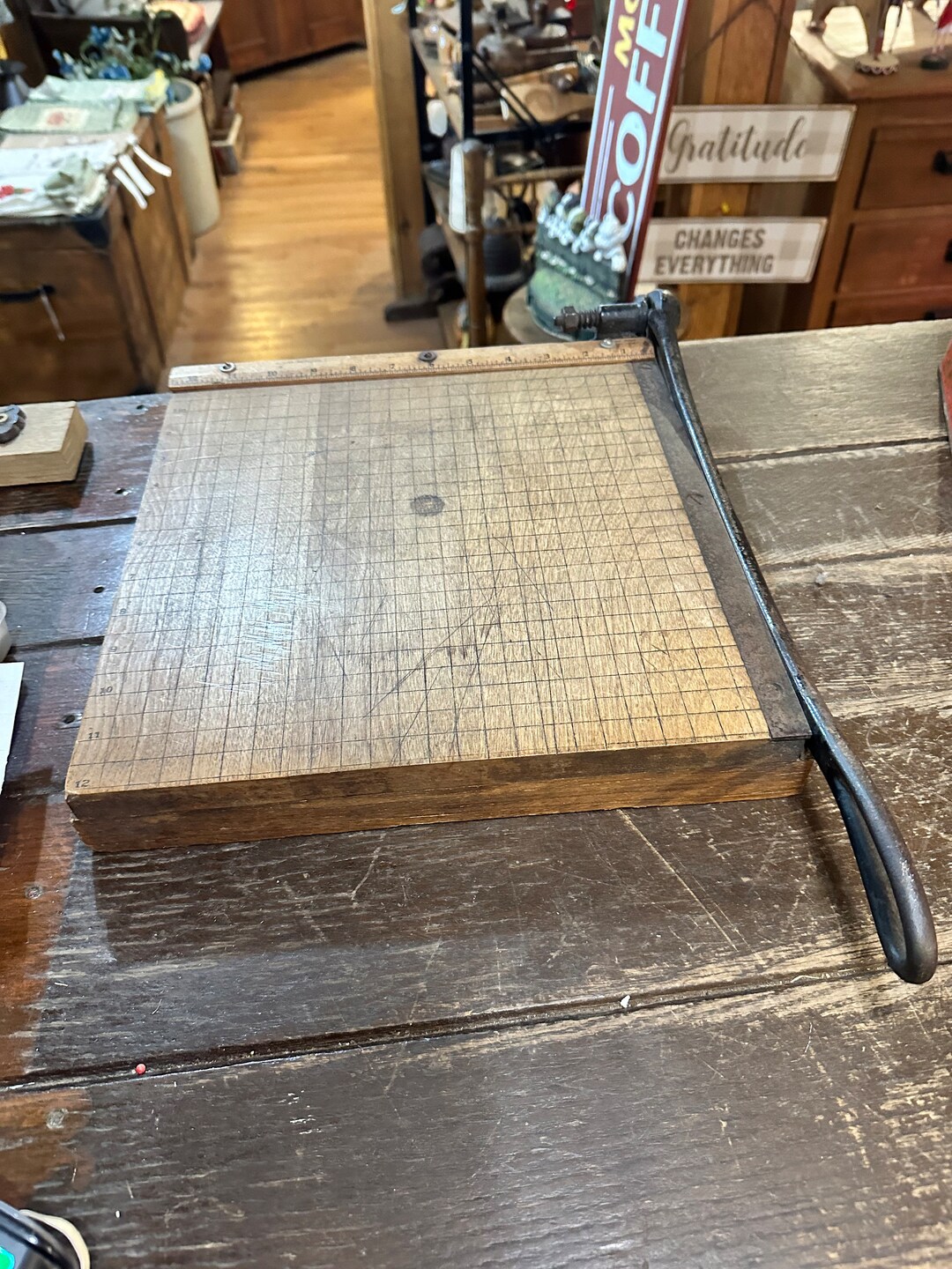 Antique Cast and Wood Paper Cutter - Etsy