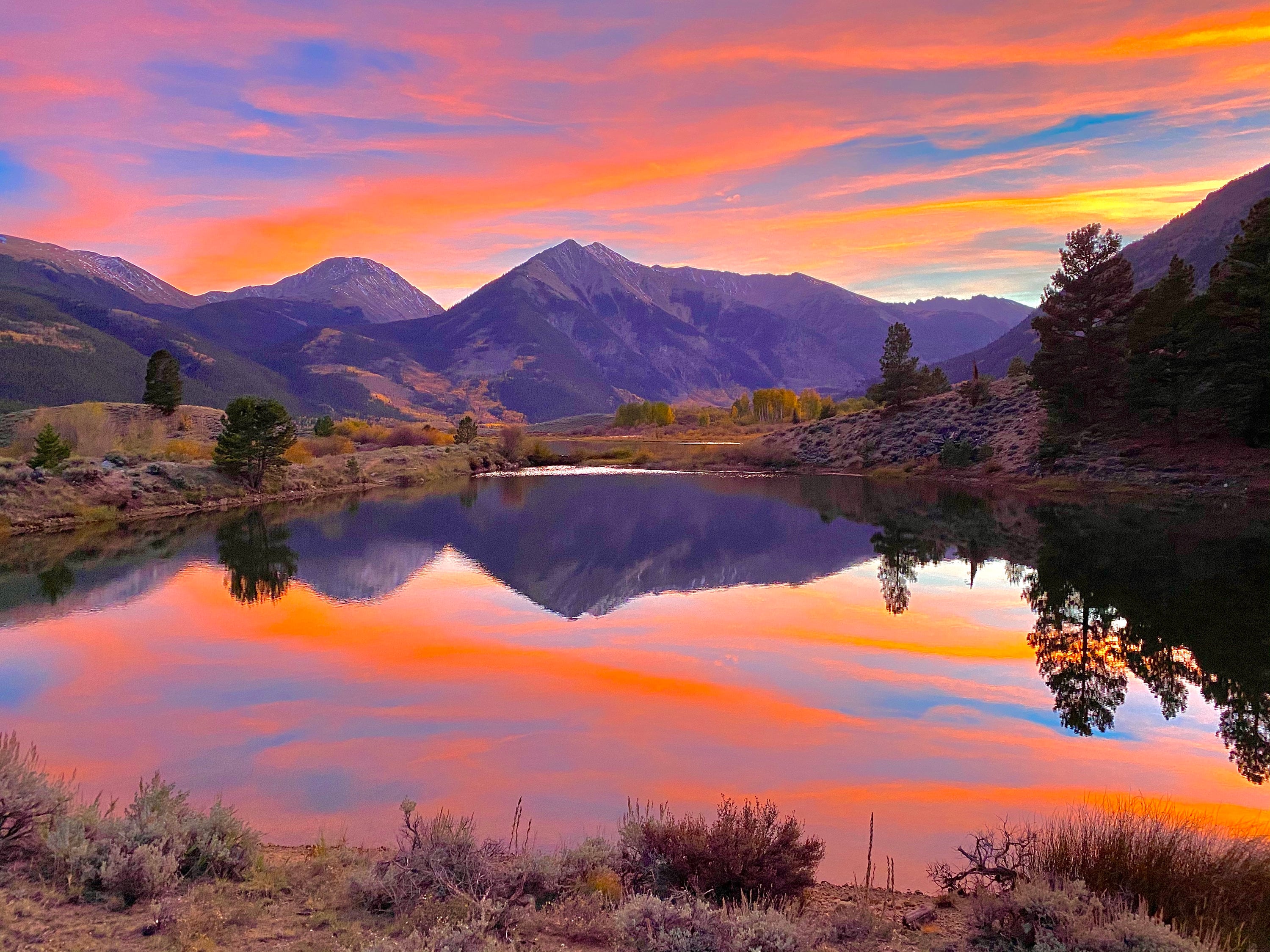 Vibrant Sunset Reflection at Twin Lakes, Colorado - Etsy