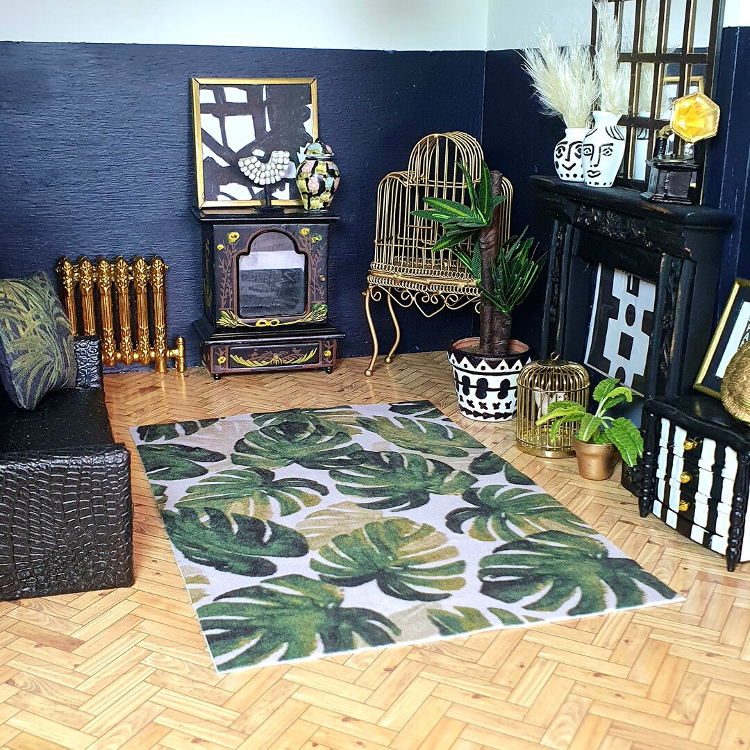 Modern Dollhouse Rug With Montesera Design for 12th Scale - Etsy