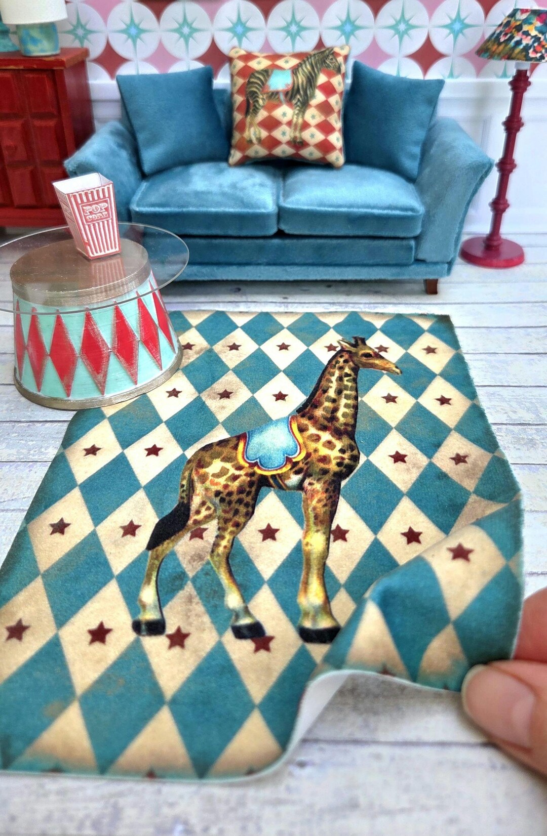 Dolls House Rug With Circus Giraffe for Modern 12th Scale Dollshouse ...