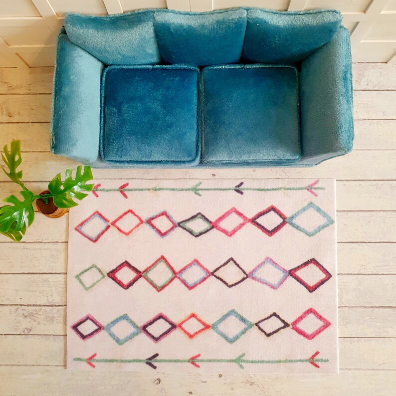 Modern Boho Dollhouse Rug for 12th Scale Dollshouse Diorama - Etsy