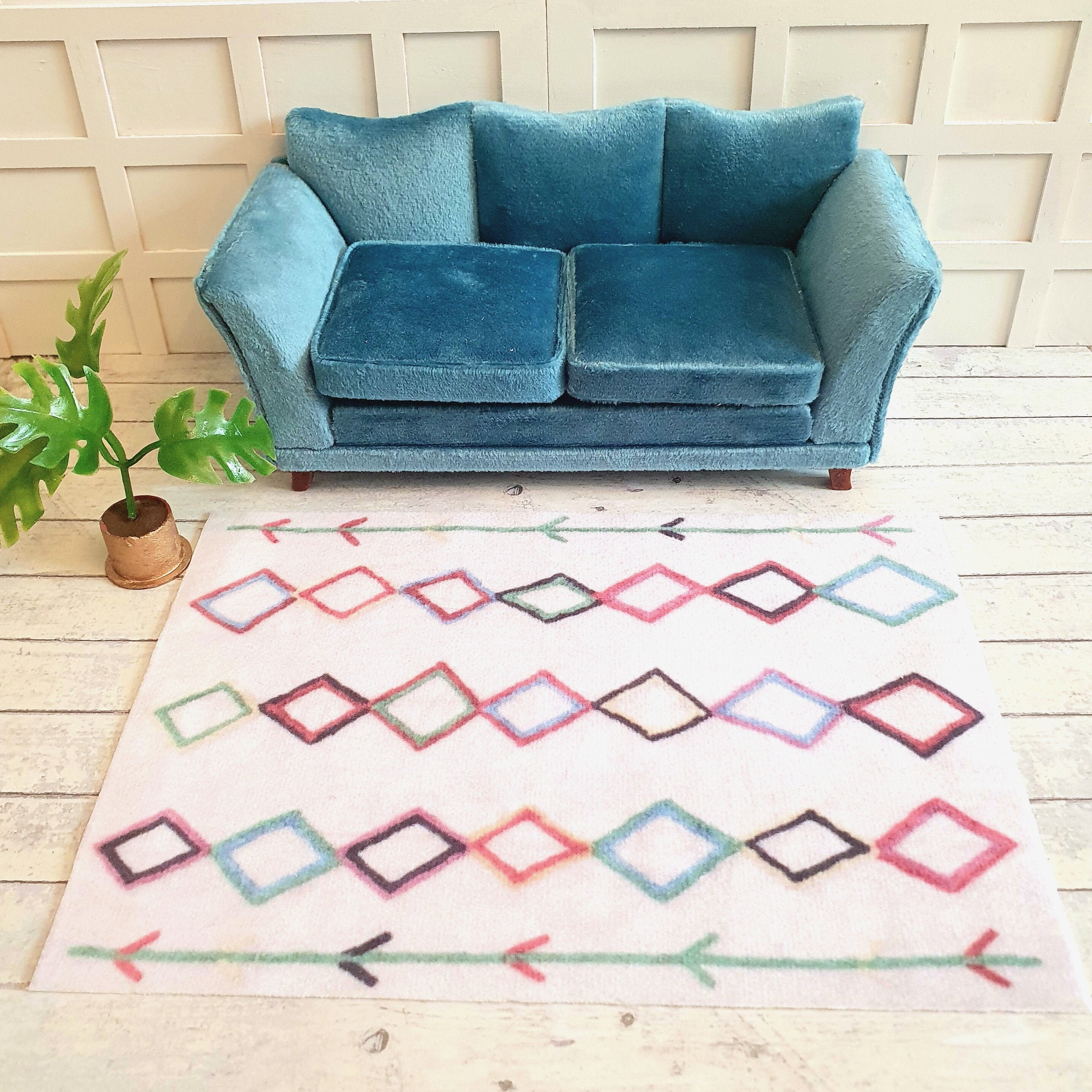Modern Boho Dollhouse Rug for 12th Scale Dollshouse Diorama - Etsy