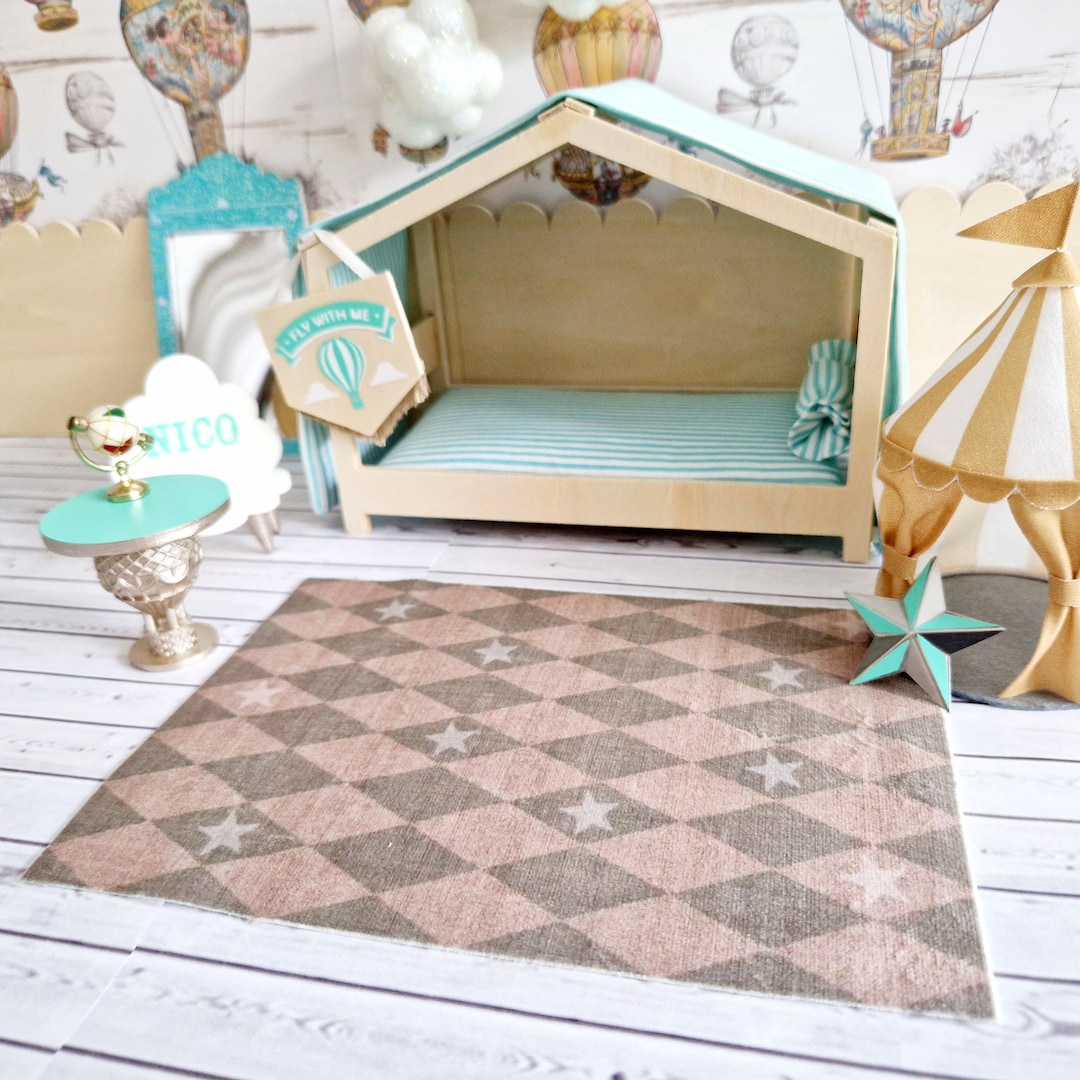 Modern Star and Harlequin Dollhouse Rug for 12th Scale Dollshouse ...