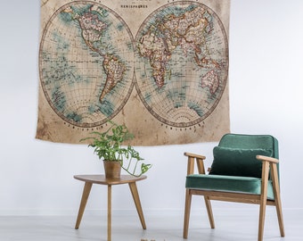 World map tapestry | Etsy