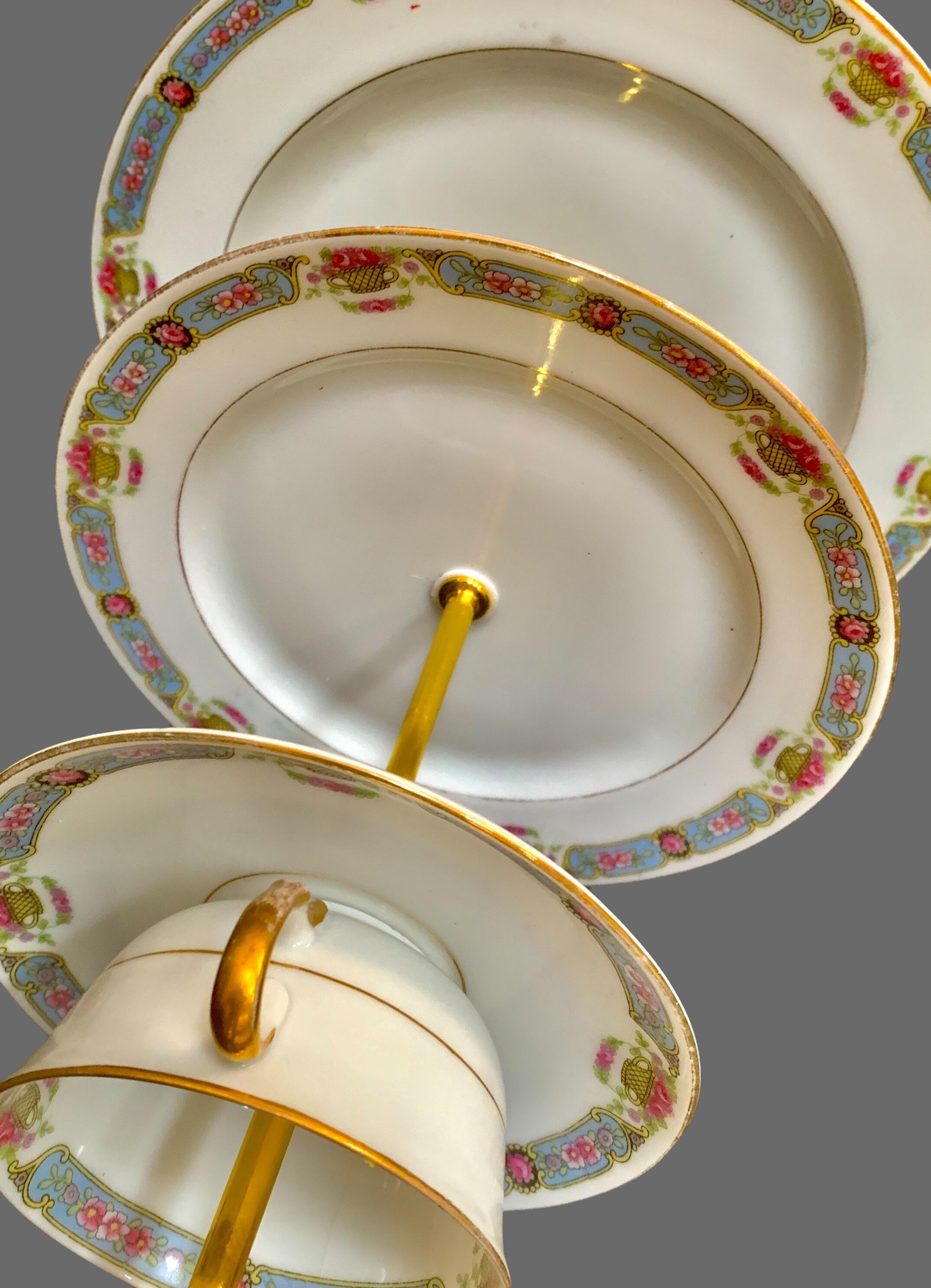 401 Three Tier Vintage Plate Stand Teacup Set Lugano by - Etsy