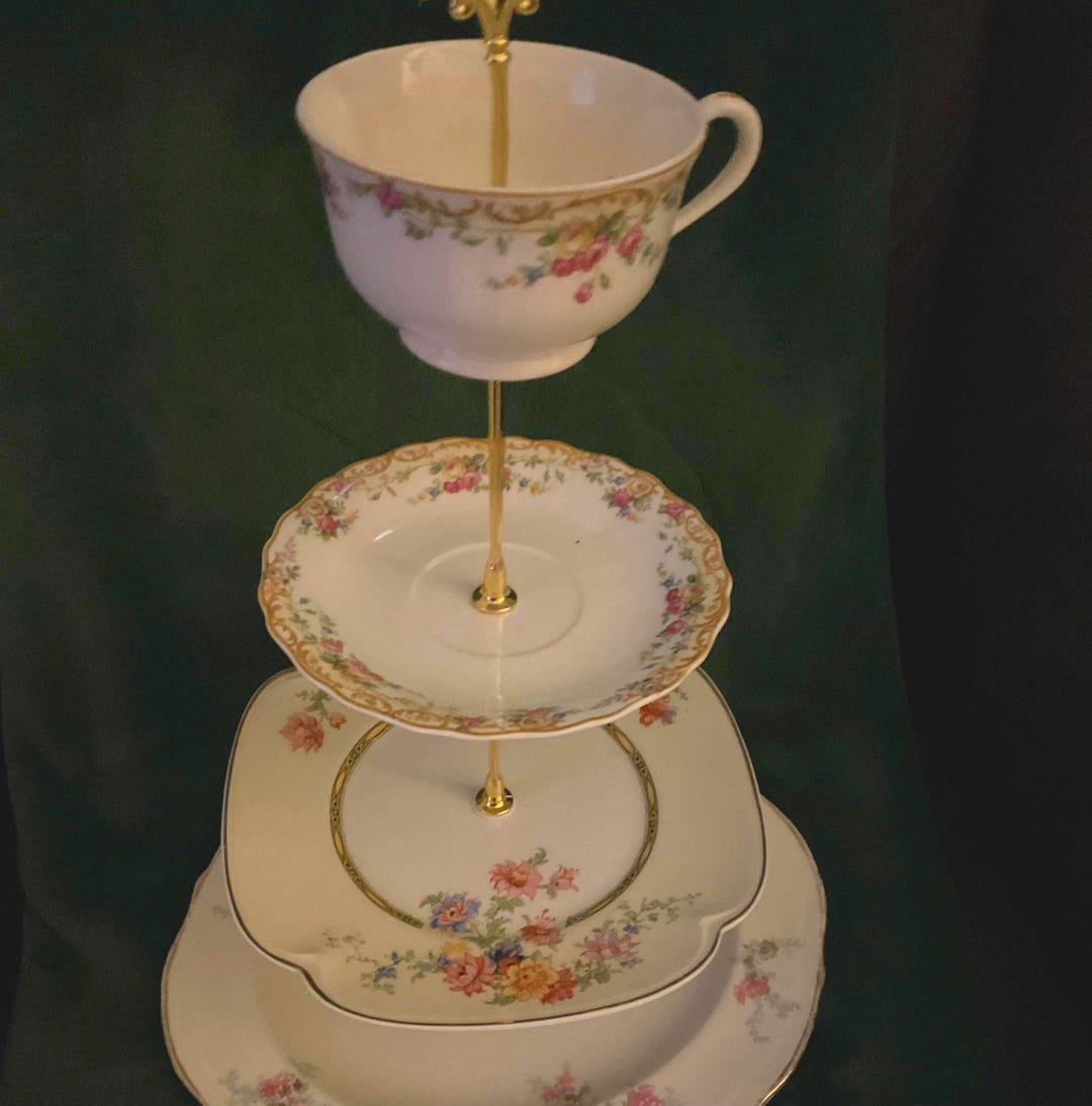 598, Four Tier Cake Stand, All Vintage, Includes Platter, - Etsy
