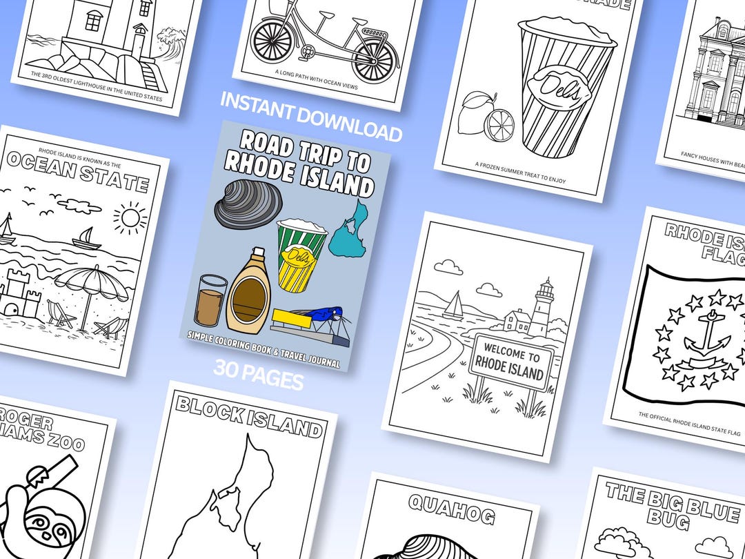 Roadtrip to Rhode Island Coloring Book for Kids • Digital Download ...