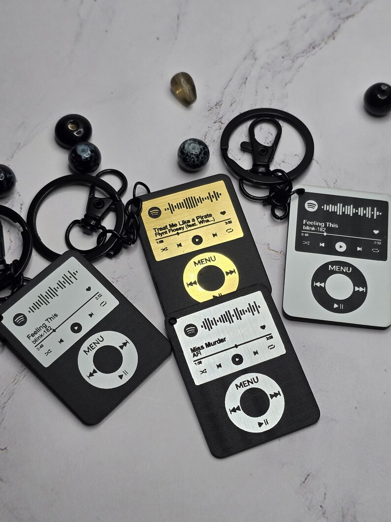 Mini Custom Spotify Code Keychain: Scannable Engraved Retro Ipod Music ...