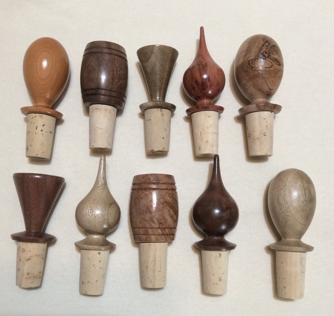 Handmade Lathe-turned Wooden Wine Bottle Stoppers - Etsy
