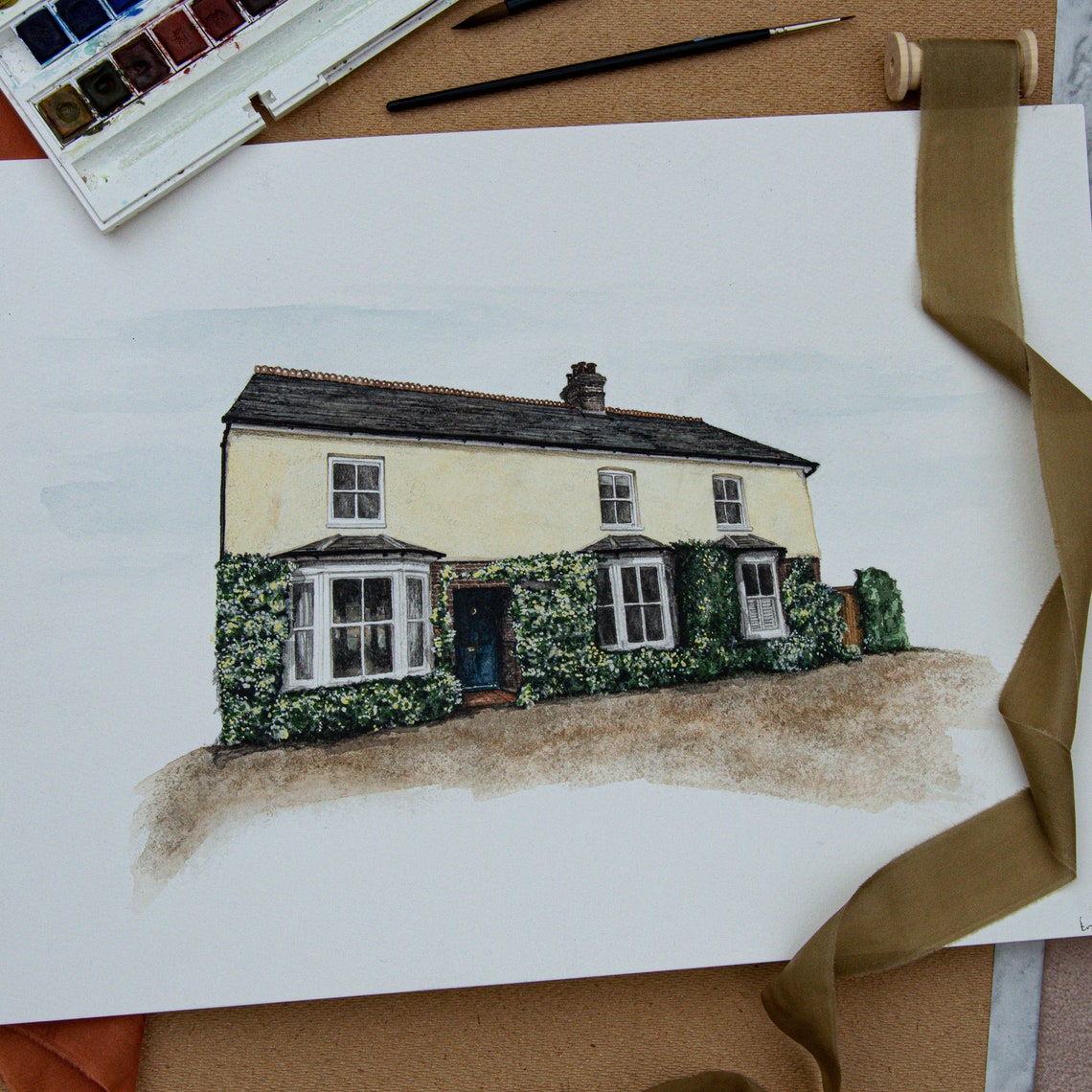 Original Watercolour House Painting Hand Painted Home Venue - Etsy UK