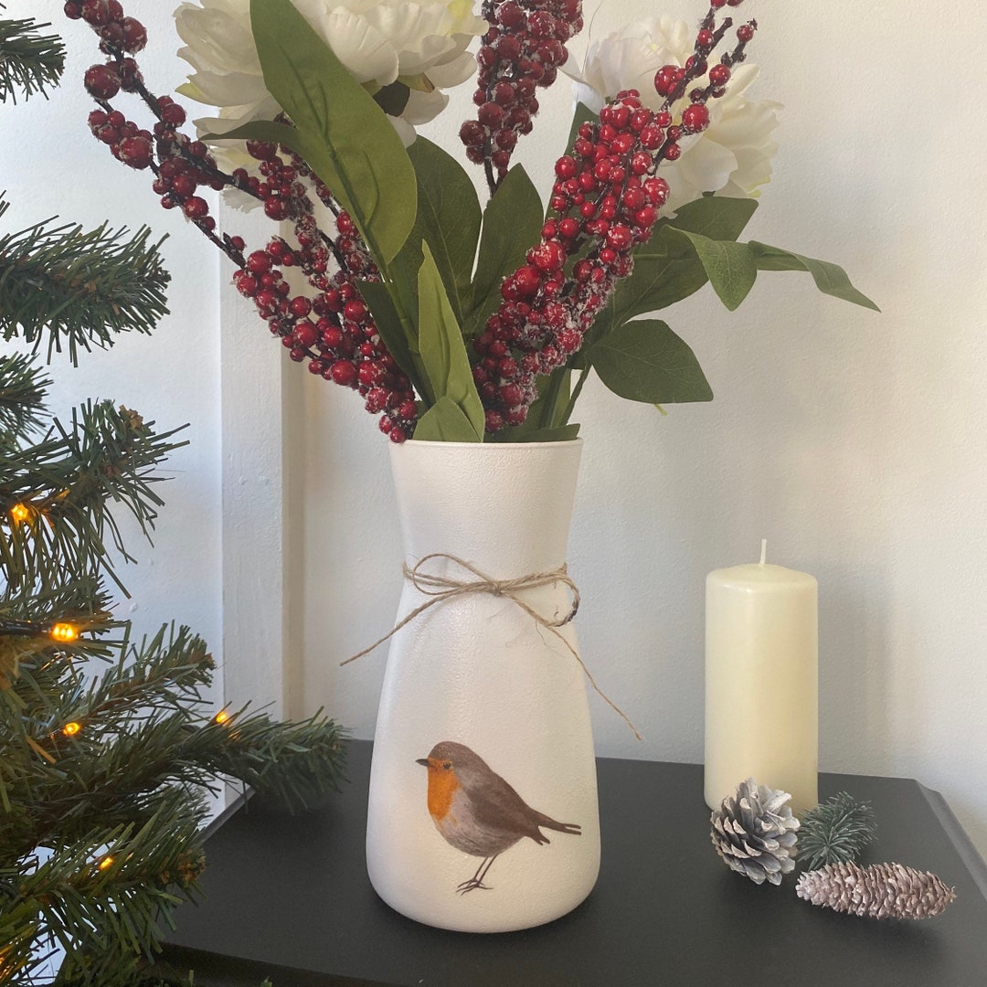 Vase robin, vase robin découpé, décor à la maison robin, cadeau robin ...