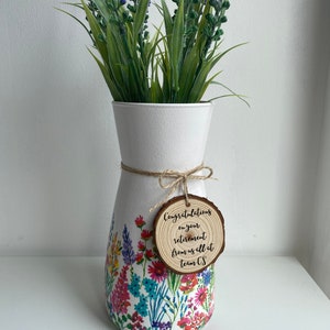 Personalised Retirement Vase, Retirement Gift, Floral Vase, Retirement ...