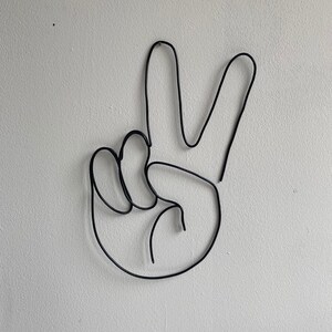 Wire Peace Hand Sign Wall Art, Wire Wall Decor, Aluminium Wire, Peace ...
