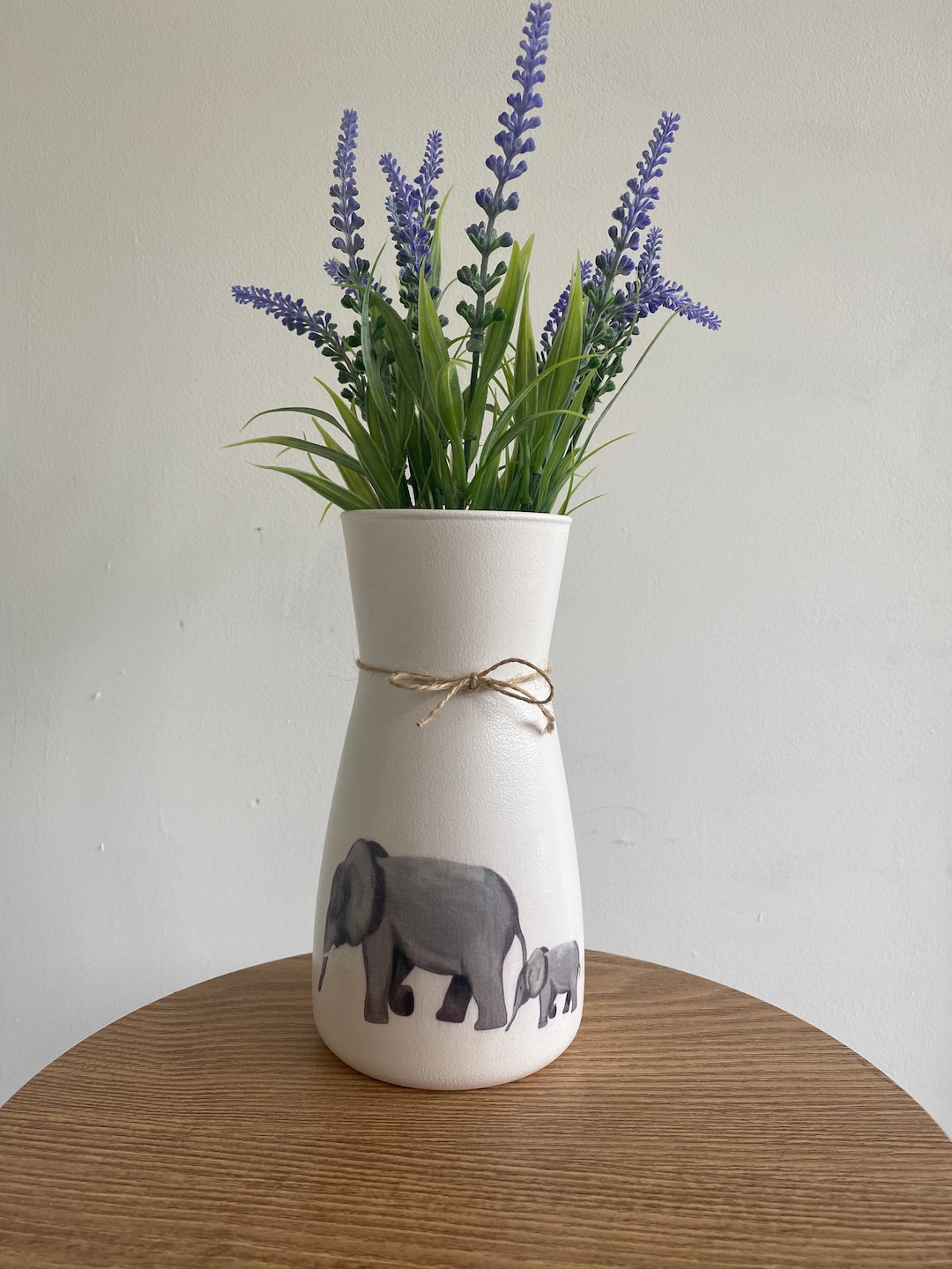 Elephant Vase, Decoupaged Elephant Vase, Elephant Lover Gift, Elephant ...