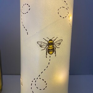 Busy Bee Bottle Light, Decoupaged Bottle Light, Bumble Bee Gift Idea ...