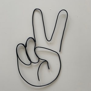 Wire Peace Hand Sign Wall Art, Wire Wall Decor, Aluminium Wire, Peace ...