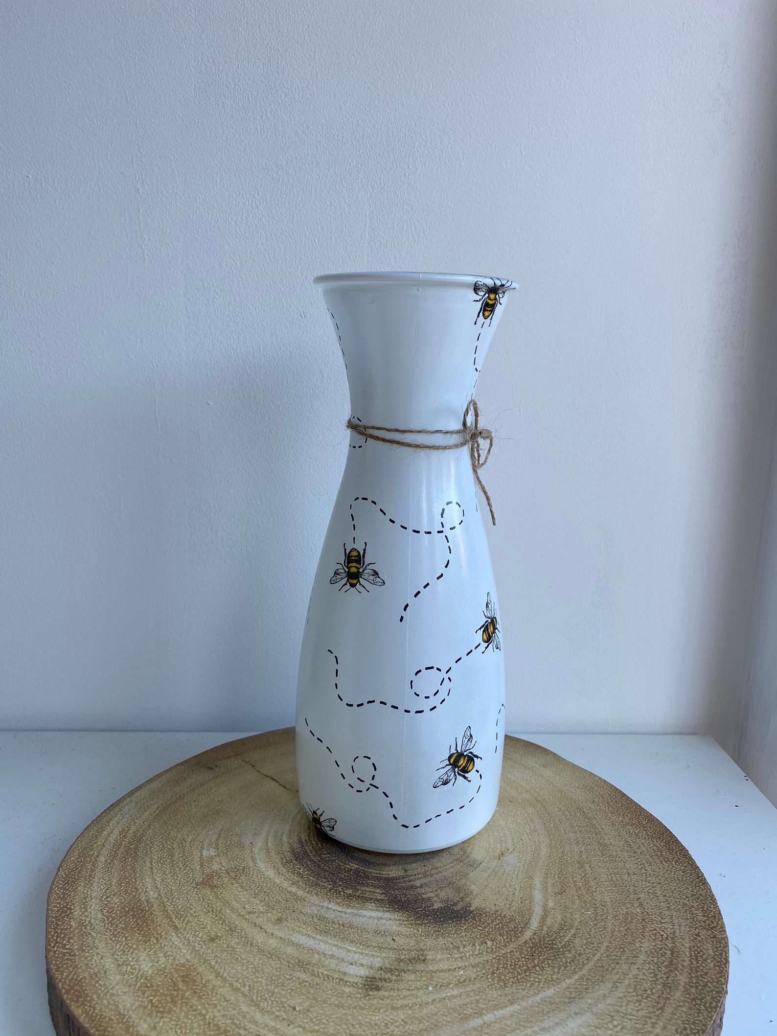 Bee Vase Bee Lover Decoupaged Busy Bee Glass Vase Bumble - Etsy UK