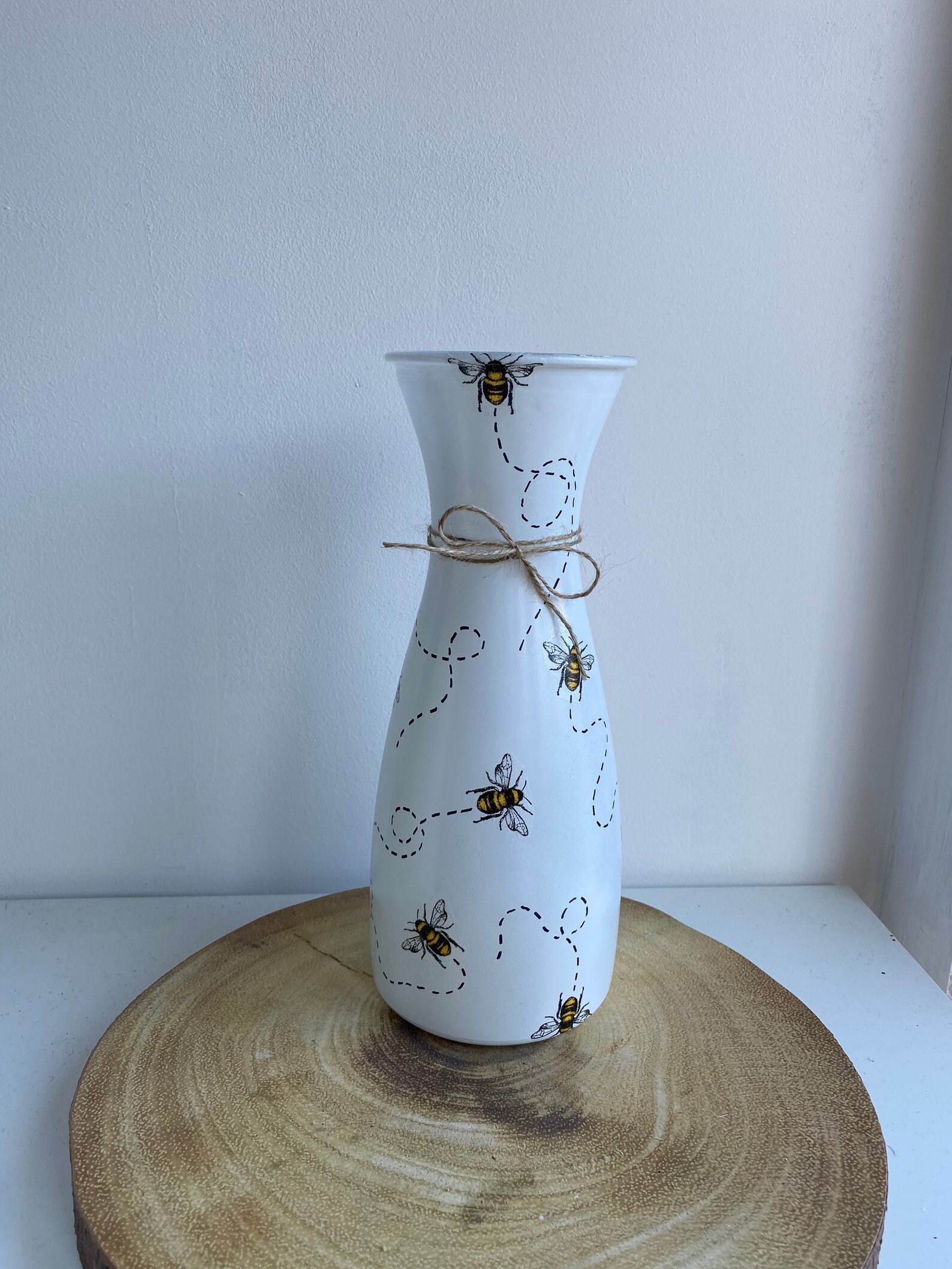 Bee Vase Bee Lover Decoupaged Busy Bee Glass Vase Bumble - Etsy UK