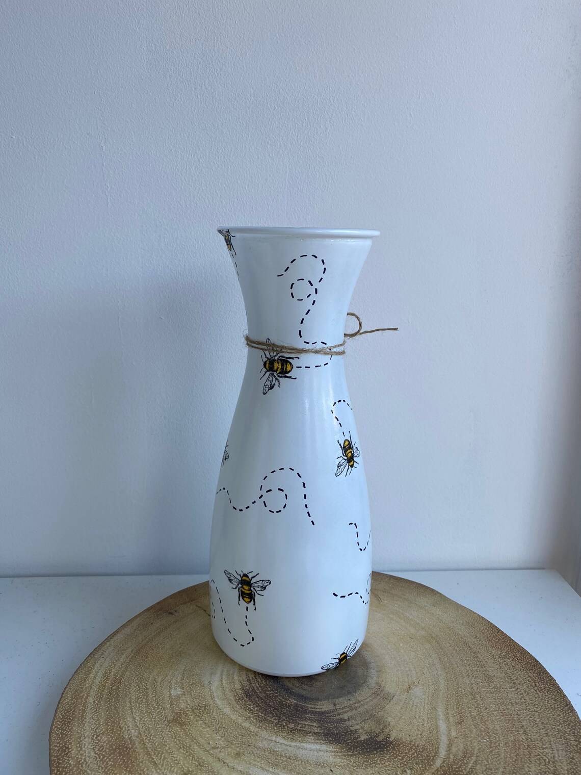 Bee Vase Bee Lover Decoupaged Busy Bee Glass Vase Bumble - Etsy UK