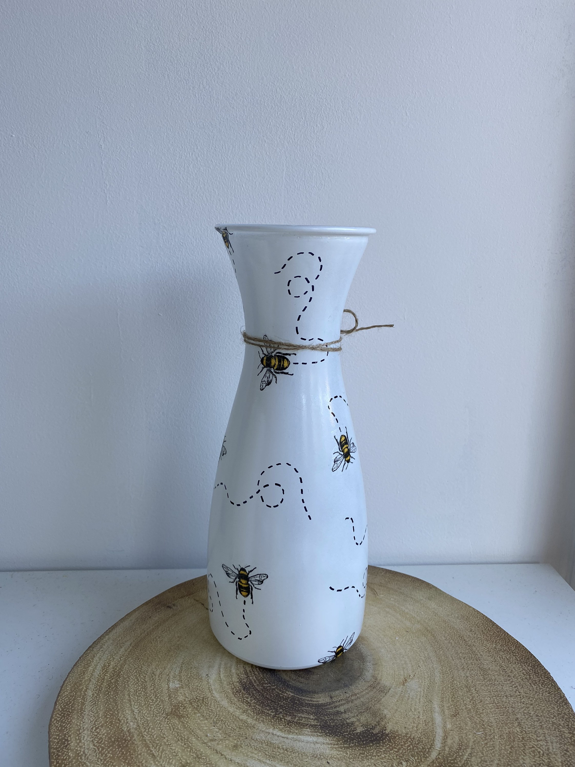 Bee Vase Bee Lover Decoupaged Busy Bee Glass Vase Bumble - Etsy UK