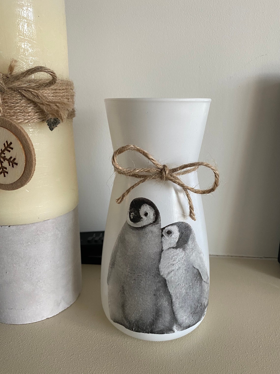 Penguin vase decoupaged penguin vase baby penguins penguin - Etsy.de