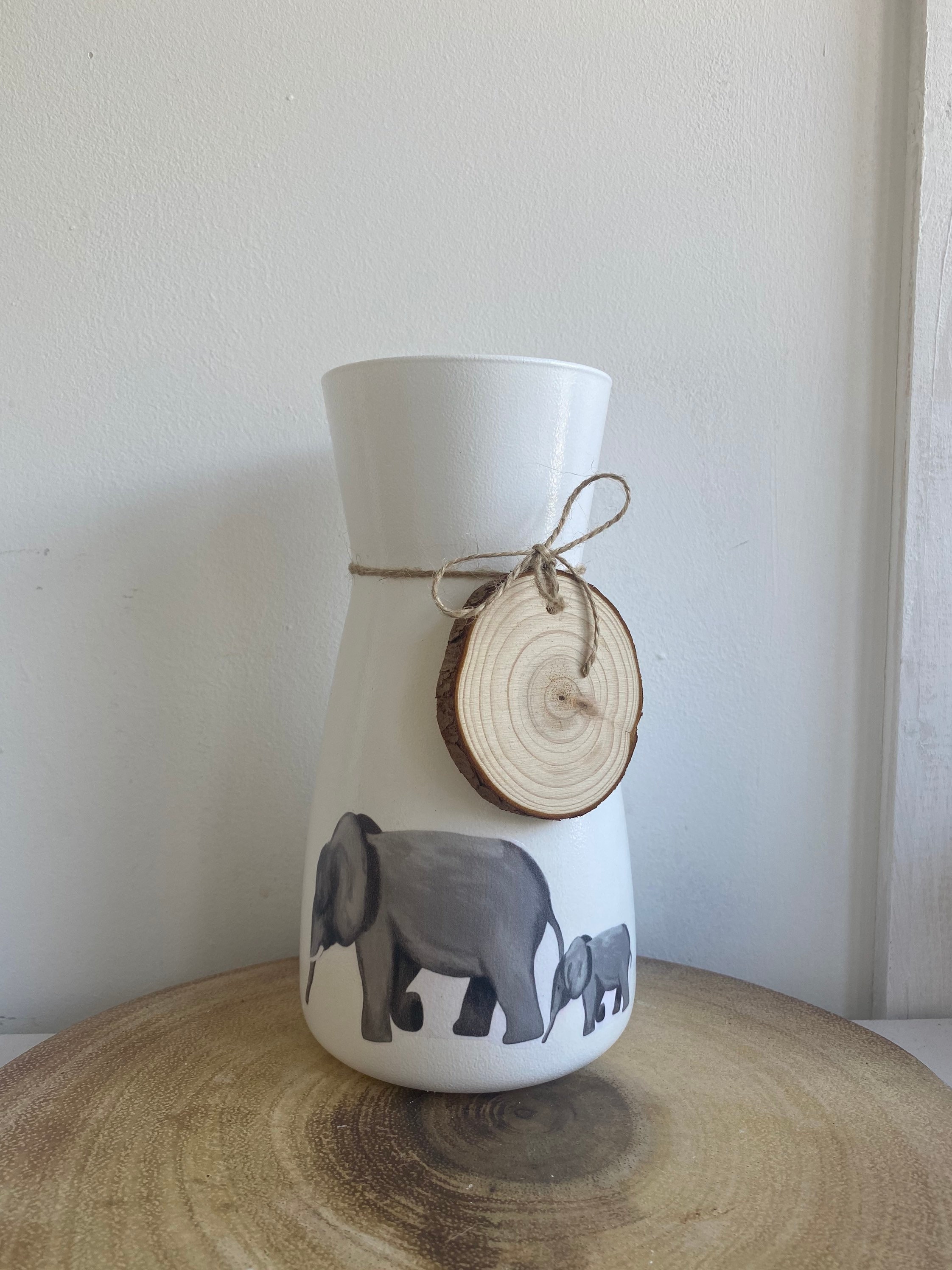 Personalised Elephant Vase Decoupaged Elephant Vase Elephant - Etsy