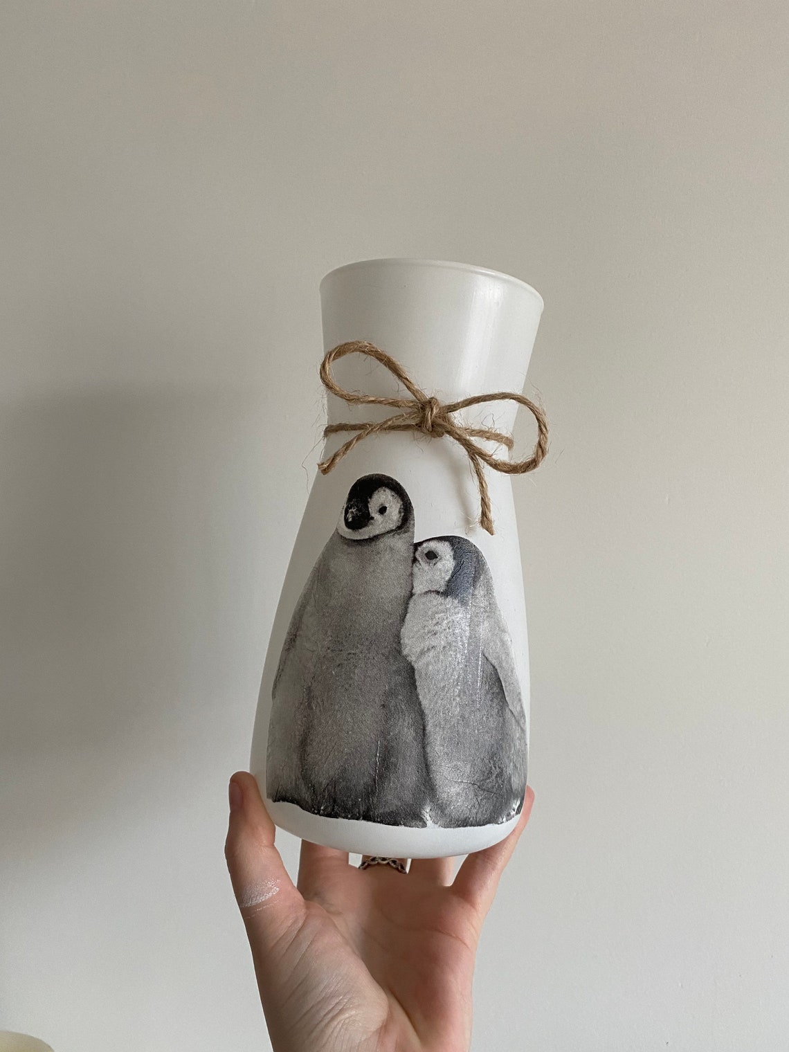Penguin vase decoupaged penguin vase baby penguins penguin - Etsy.de