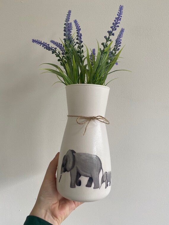 Elephant Vase Decoupaged Elephant Vase Elephant Lover Gift - Etsy