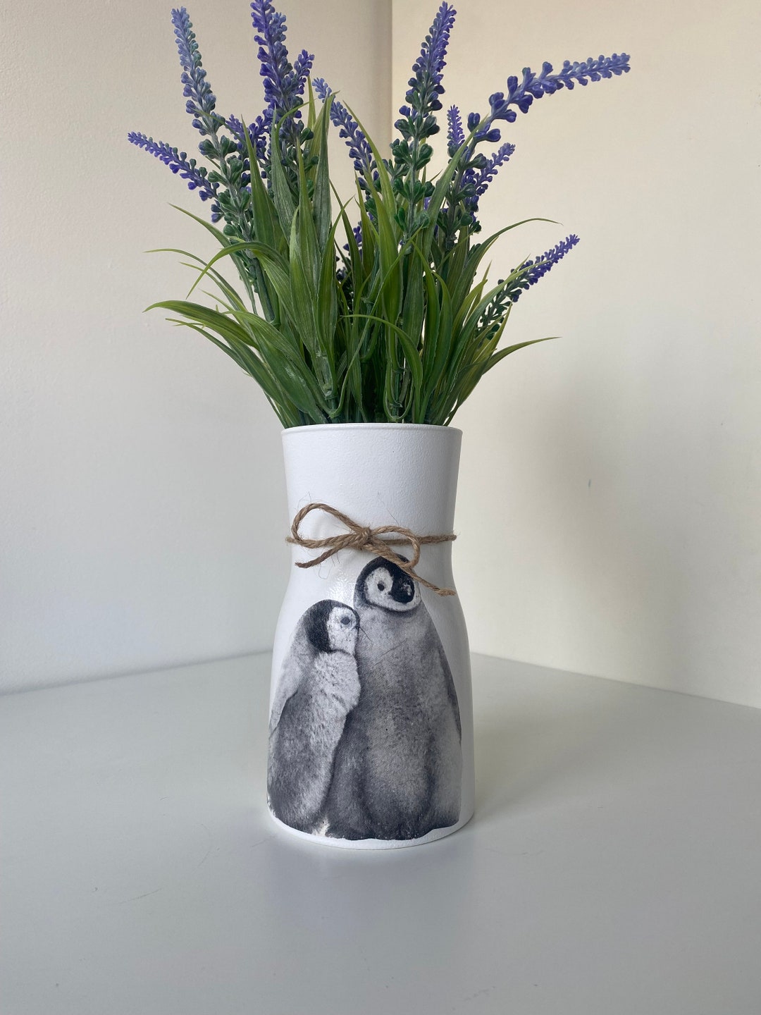 Penguin Vase, Decoupaged Penguin Vase, Baby Penguins, Penguin Home ...