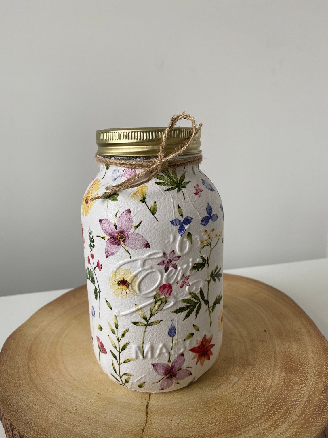 Floral storage jar with lid utensil pot biscuit jar | Etsy