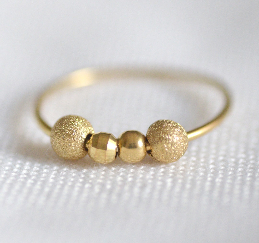 Anxiety Fidget Ring, Worry Ring, Calm Ring, Gold Four Ball Ring ...