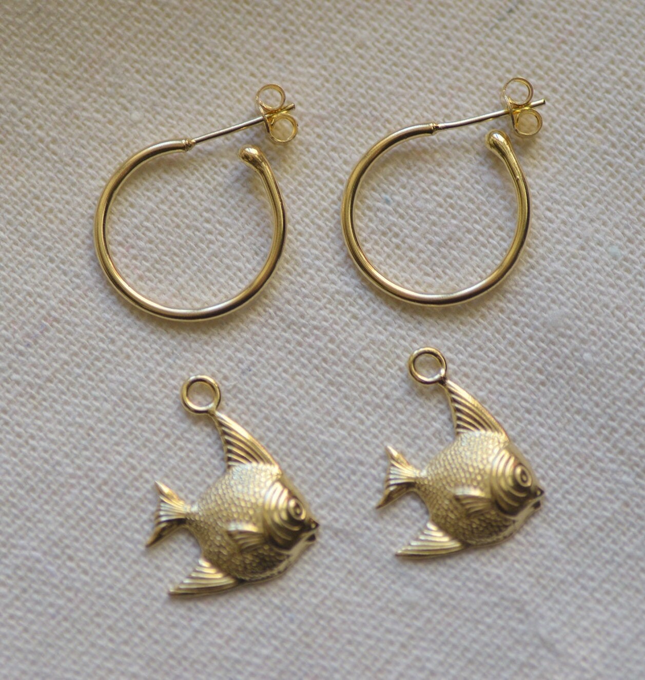 Fish Hoop Earrings Dangle Earrings Simple Everyday Earrings | Etsy