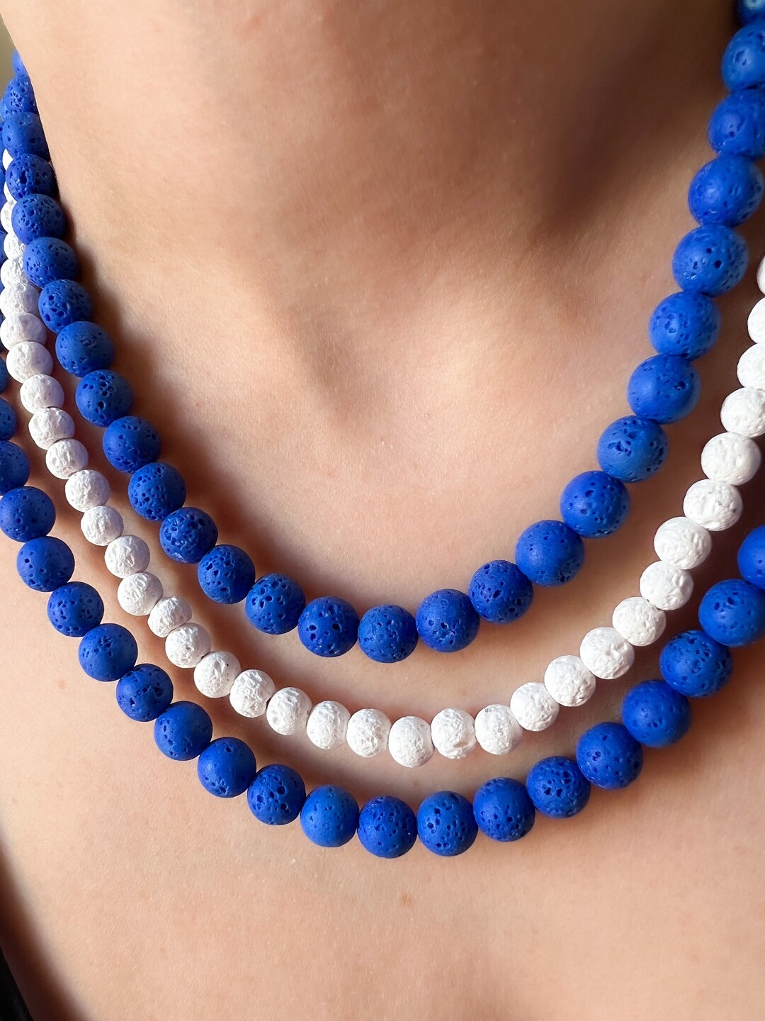 Multi Strand Lava Summer Necklace, Volcanic Lava Colour Bead Necklace ...
