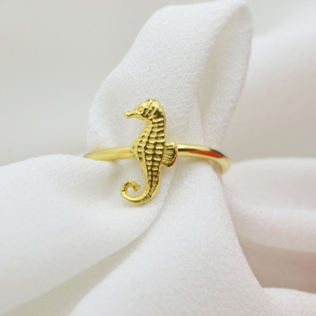 Dainty Seahorse Stack Ring Gold Sea Horse Ring Tiny Fish - Etsy