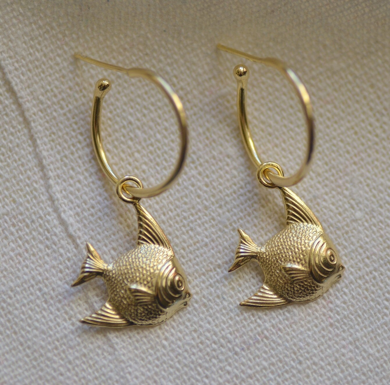 Fish Hoop Earrings Dangle Earrings Simple Everyday Earrings | Etsy