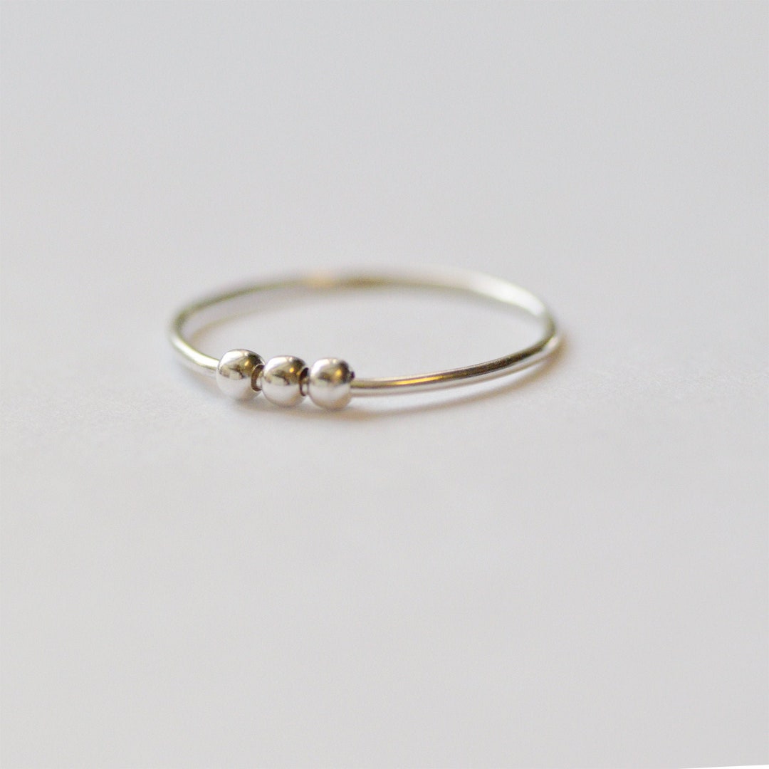 Anxiety Fidget Ring, Worry Ring, Silver Simple Three Ball Ring ...