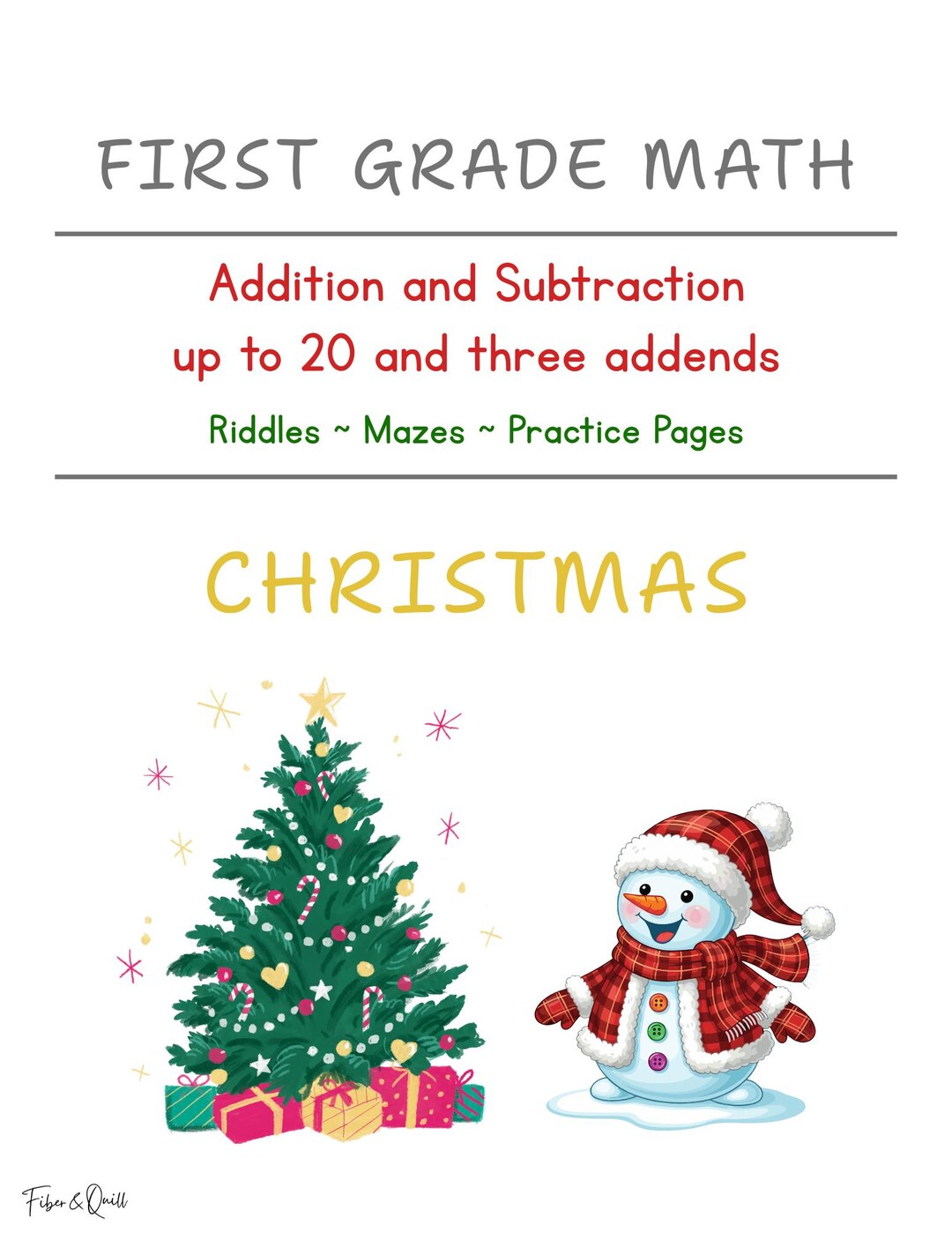 1st Grade Math Fun Christmas Packet - Addition and Subtraction, Mazes ...