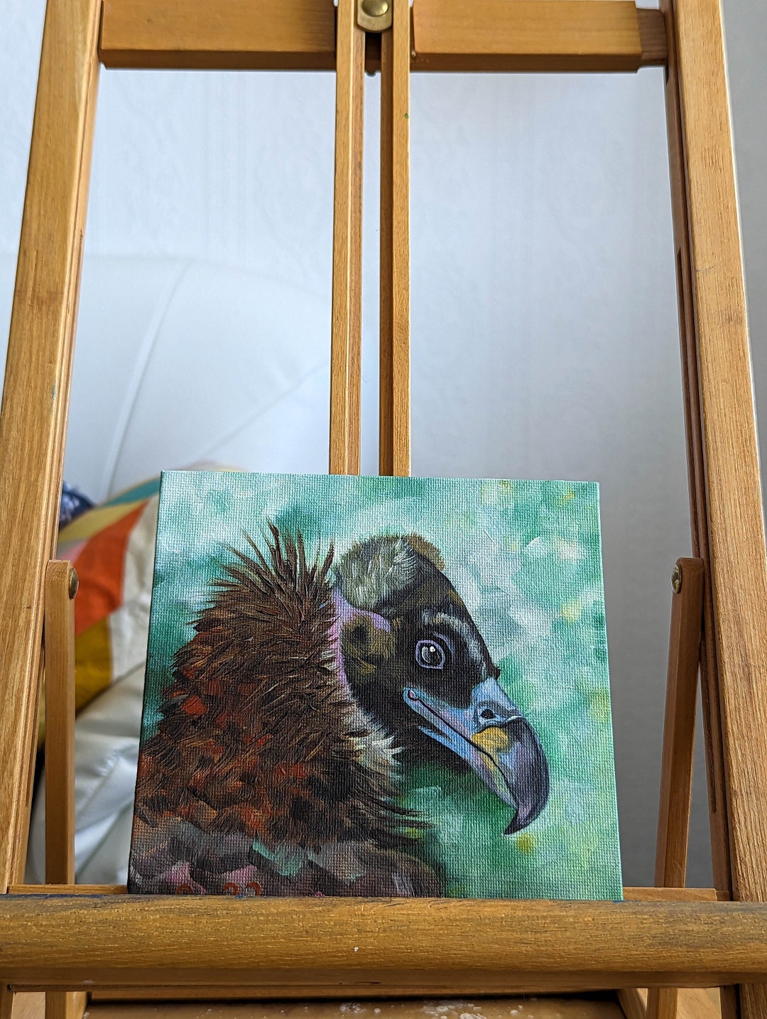 Original Hand-painted Oil Painting Oil on Canvas Cardboard Bird Vulture ...