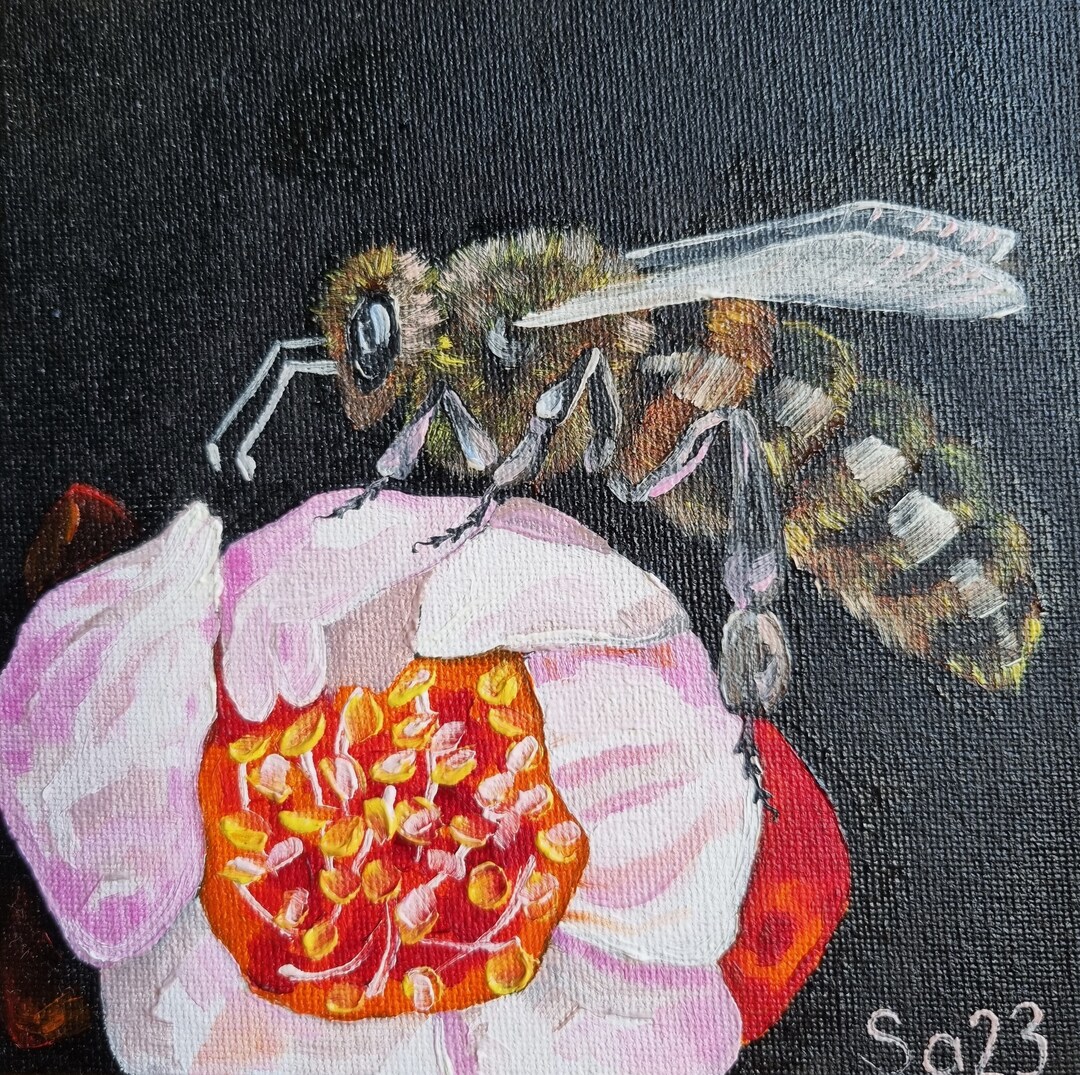 Bee Oil Painting, Original Hand-painted Honey Bee, Oil Painting Oil on ...